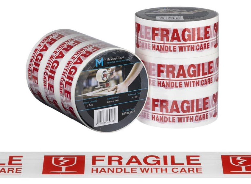Message Tape Handle With Care - White/Red, 48mm x 100m x 50mu (36 ...